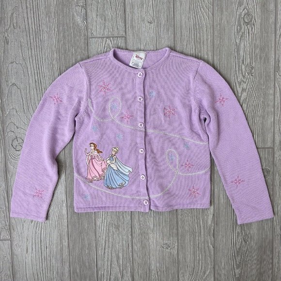 Disney | Shirts & Tops | Disney Store Princess Cardigan Purple Knit ...